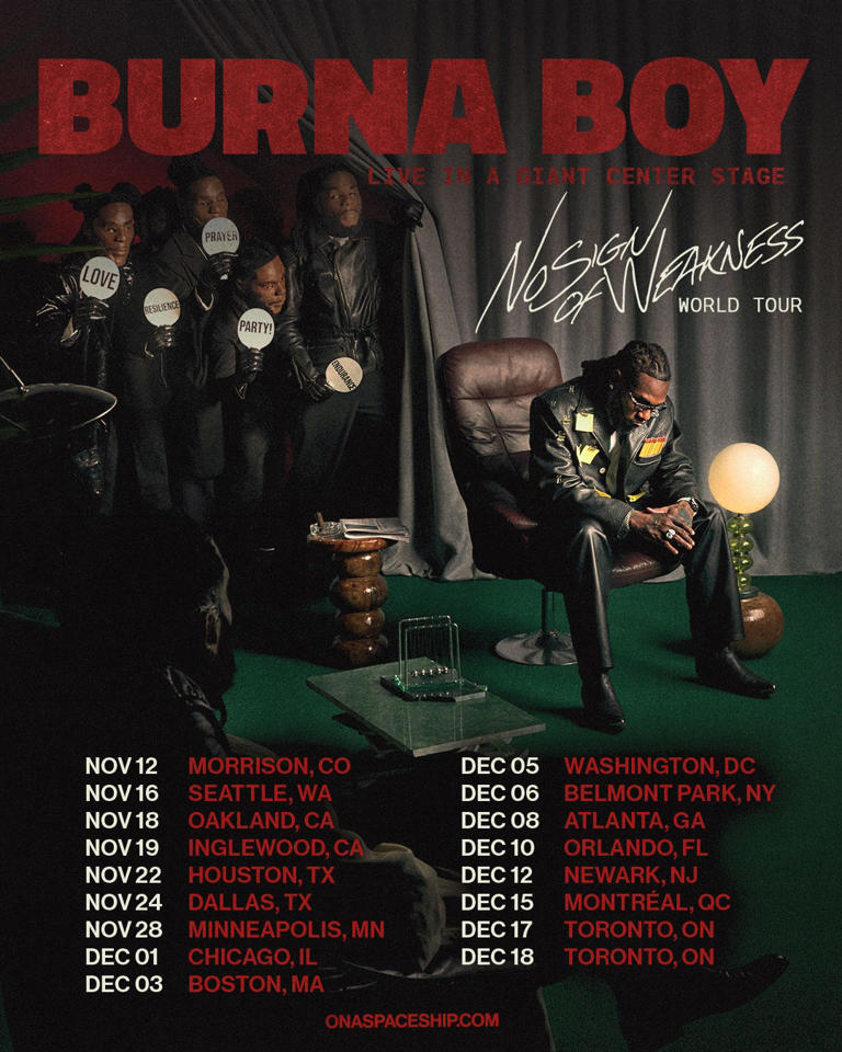 Burna Boy Announces No Sign of Weakness Tour