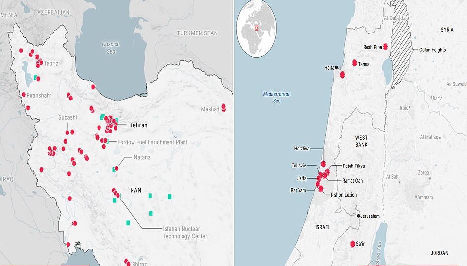 Israel-Iran war: Maps reveal locations of every strike