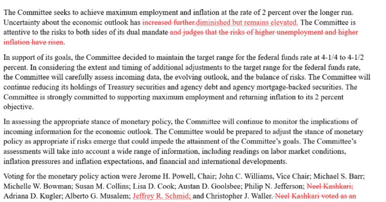 Here's what changed in the new Fed statement