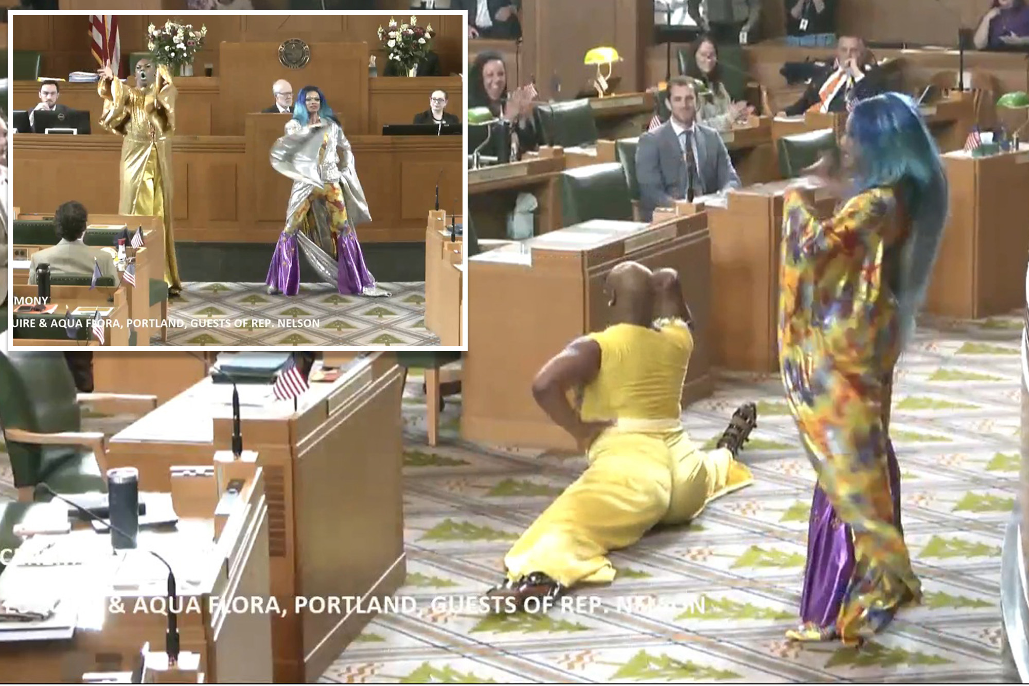 Drag queen performance celebrating Democratic resolution on Oregon ...