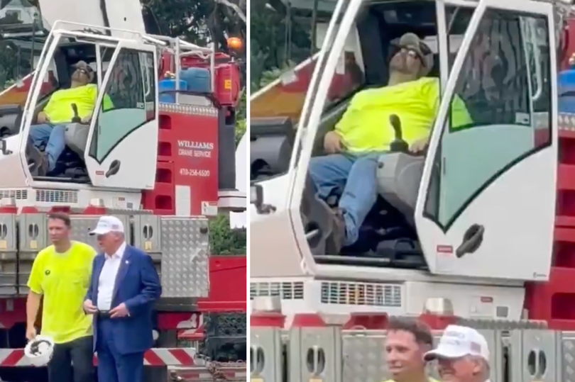 Trump left red-faced as crane driver caught napping at White House flag ...