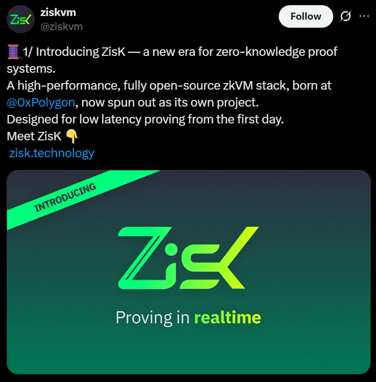 ZisK spins off from Polygon with ‘core minds behind Polygon zkEVM’