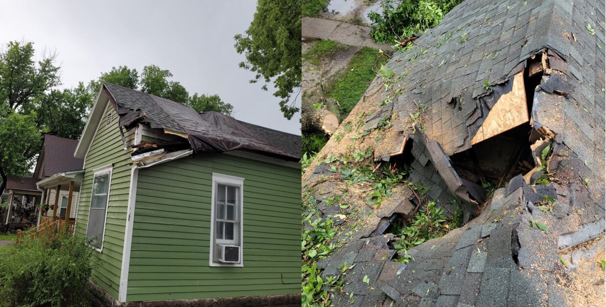 Tree falls through roof and ceiling into bedroom of McPherson home