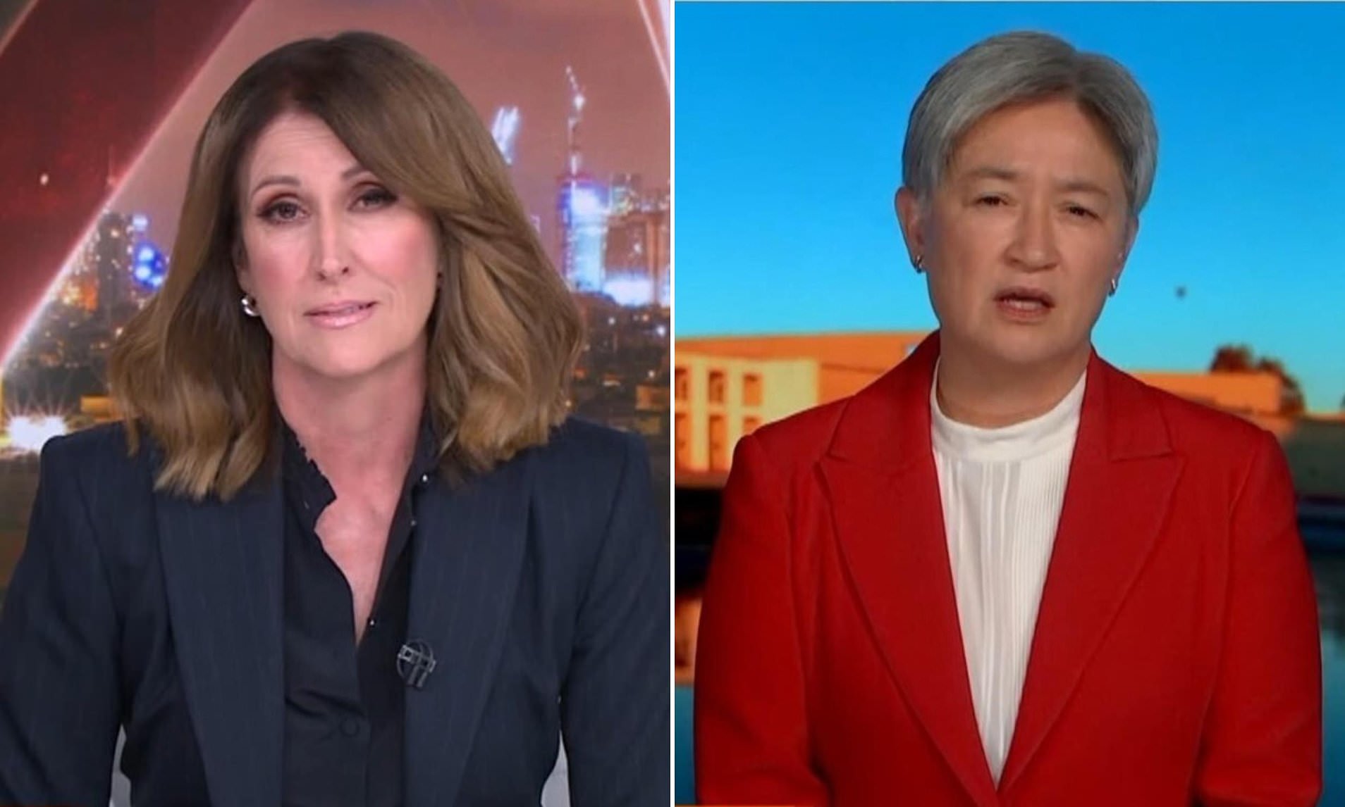 Nat Barr calls out Penny Wong THREE times on live TV in explosive interview