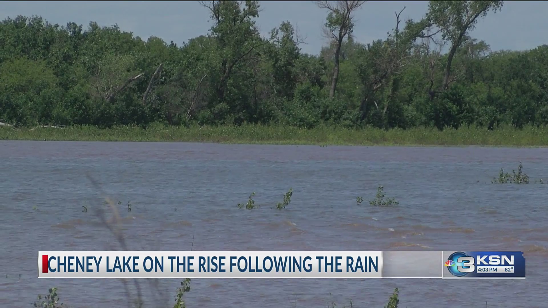 Cheney Lake rapidly rising after heavy rain on Tuesday