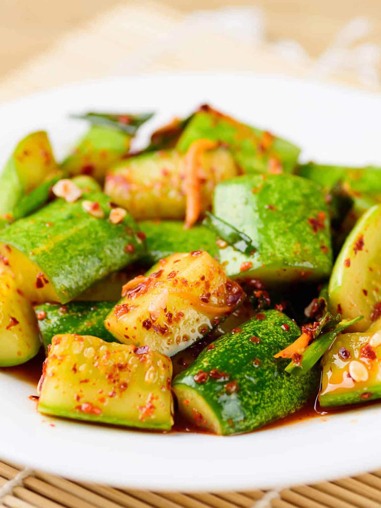Fresh cucumber kimchi salad