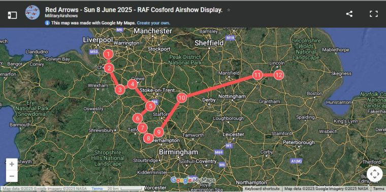 Red Arrows today: Flight path and route map for Isle of Man, Liverpool ...