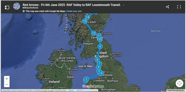 Red Arrows today: Flight path and route map for Isle of Man, Liverpool ...