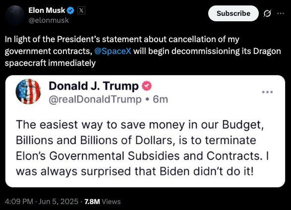 Elon Musk says he will slay Dragon space station transport after Trump ...