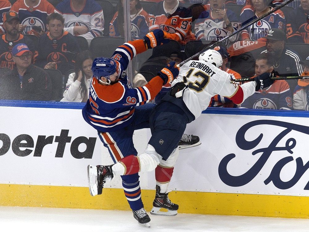 Oilers' Jake Walman scores meme of the game to open Stanley Cup Finals