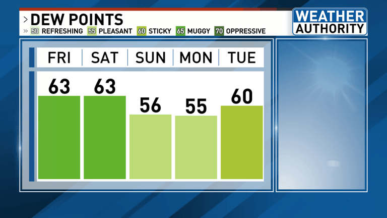 What does the dew point tell us about humidity levels?