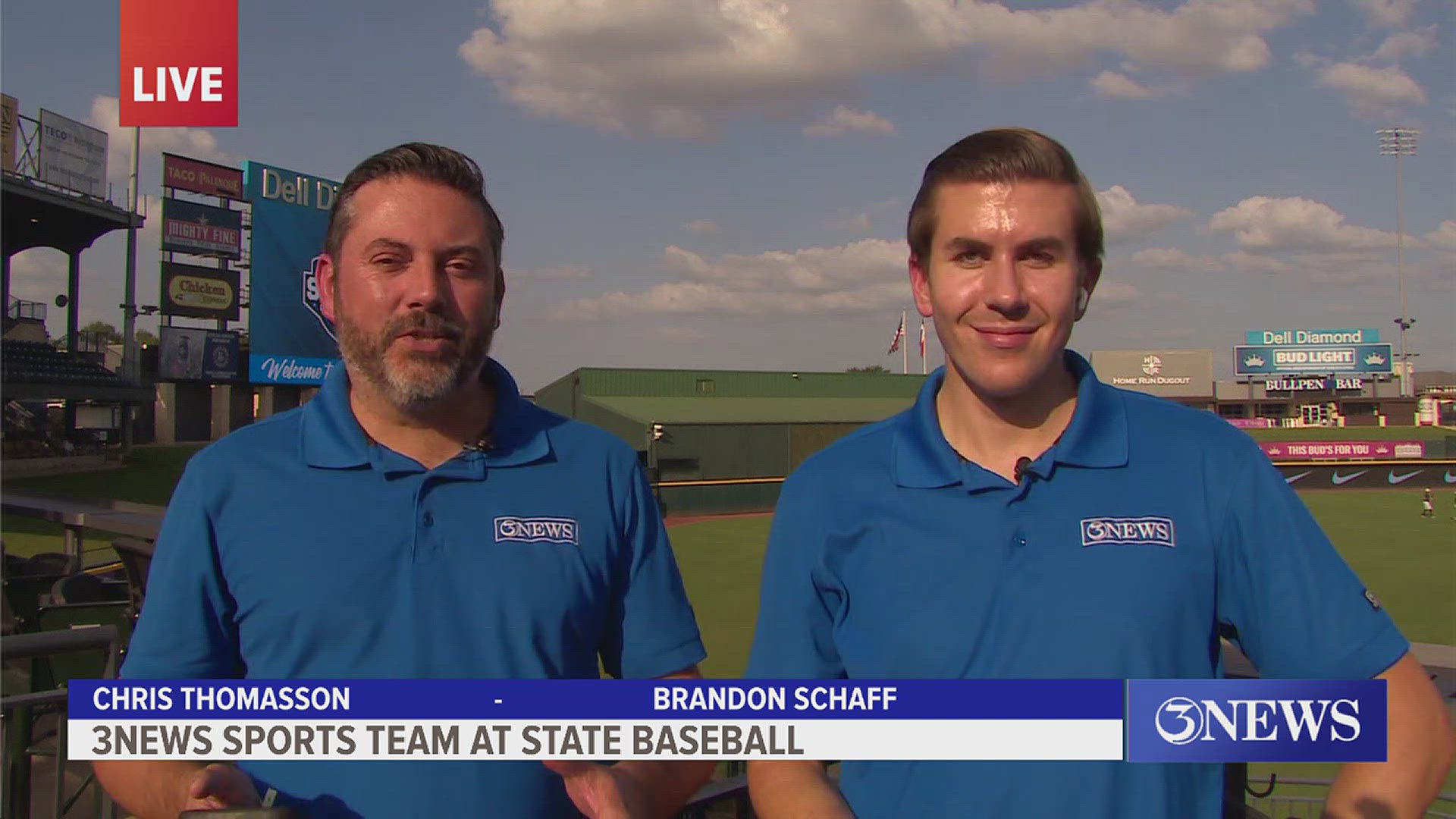 3News Sports Team at Texas State Baseball Championships