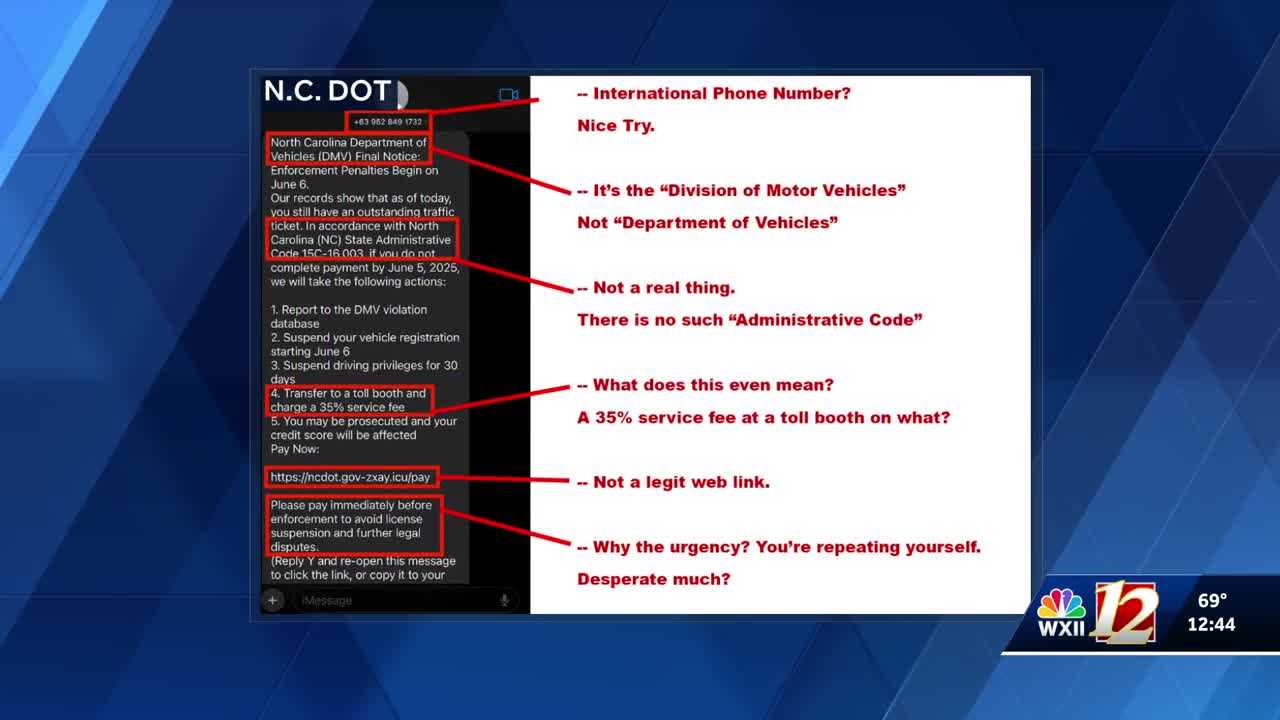 NCDMV warns of circulating scam text messages