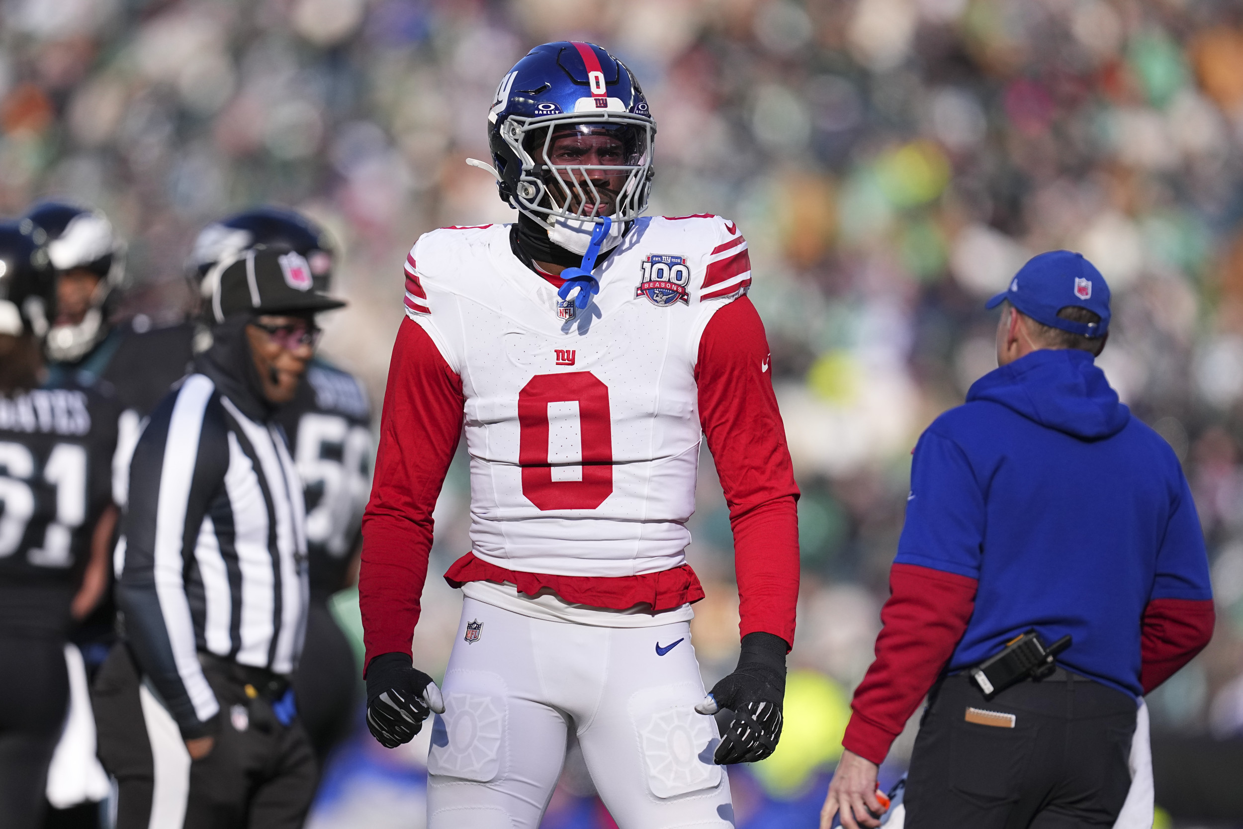 New York Giants' Brian Burns Reacts to OTAs Fight