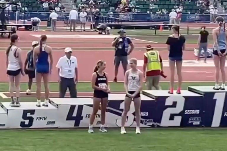 High-school track star explains why she refused to share podium with ...