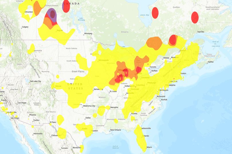 Air quality map turns deep red across five states as Saharan dust cloud ...