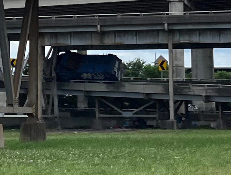 Work to remove stuck garbage truck ahead of schedule, I-10 West ramp ...