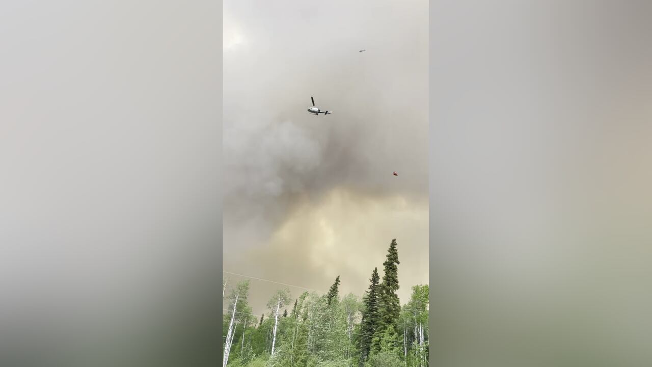 Multiple aircraft attack wildfire near Kelly Lake, B.C.