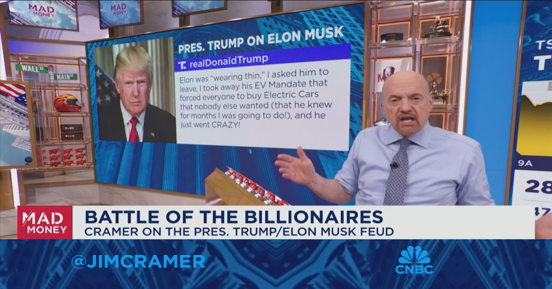 Jim Cramer talks Pres. Trump and Elon Musk's public feud