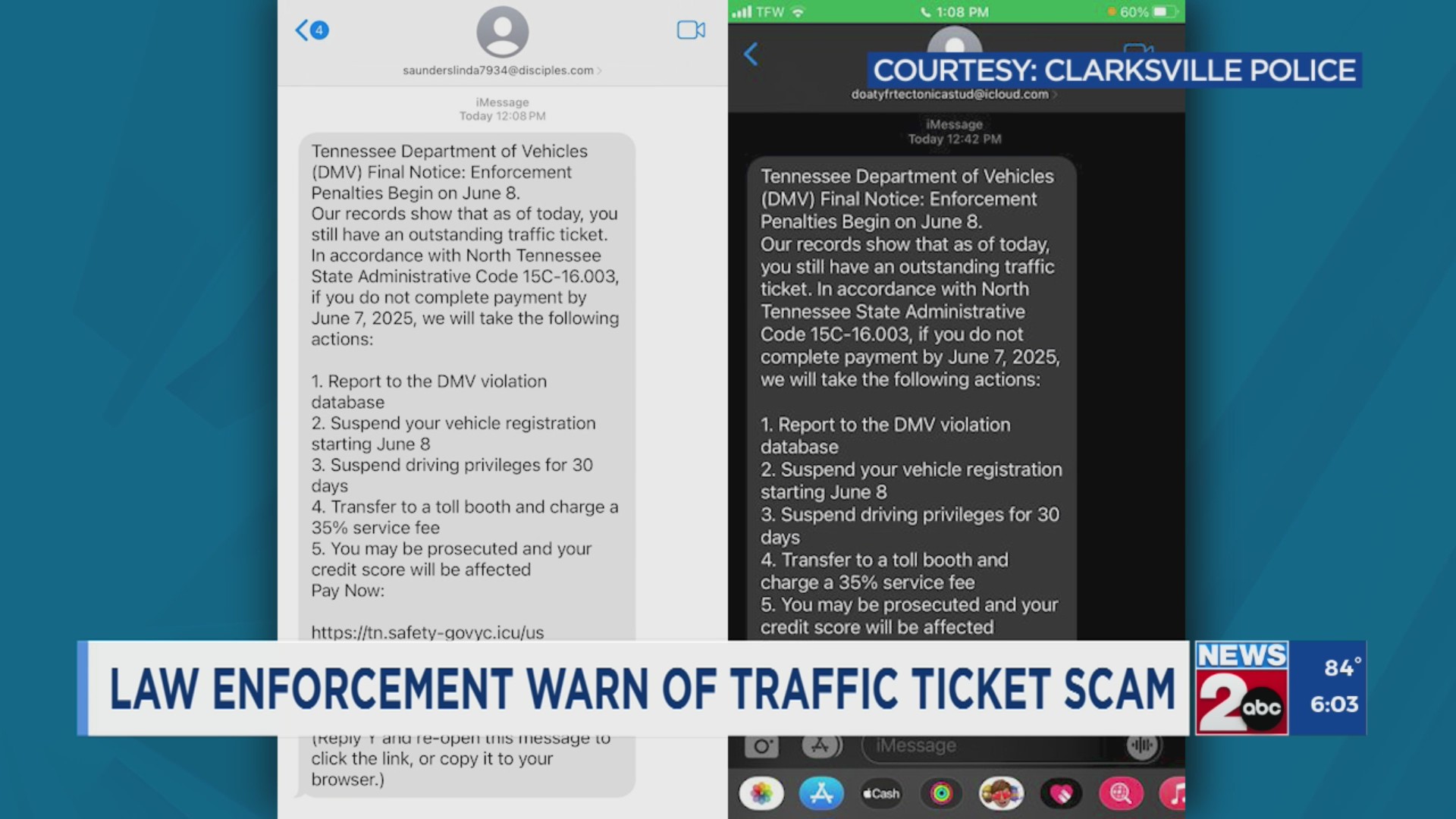 Law enforcement warn of traffic ticket scam