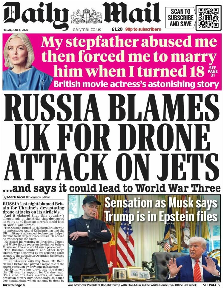 Newspaper headlines from around the world – Friday, 6 June 2025