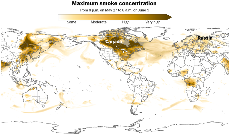 Maps show how far smoke from Canadian wildfires has spread