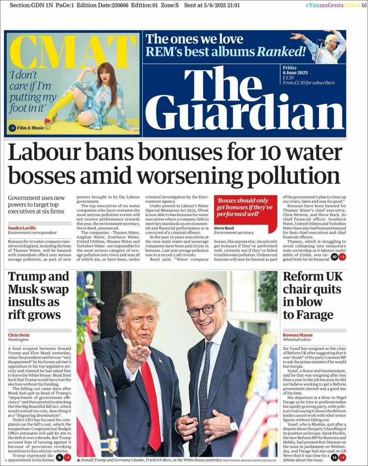 Newspaper headlines from around the world – Friday, 6 June 2025