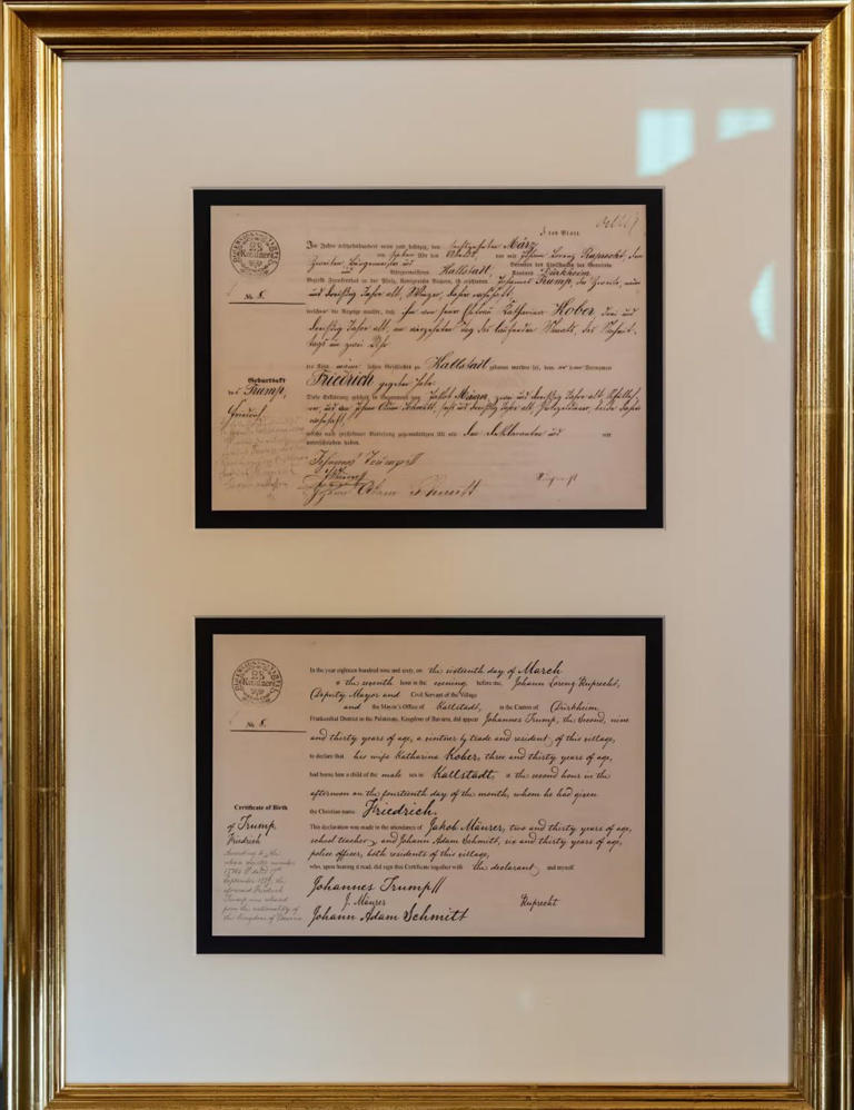 German Chancellor gifts Trump his grandfather's birth certificate at ...