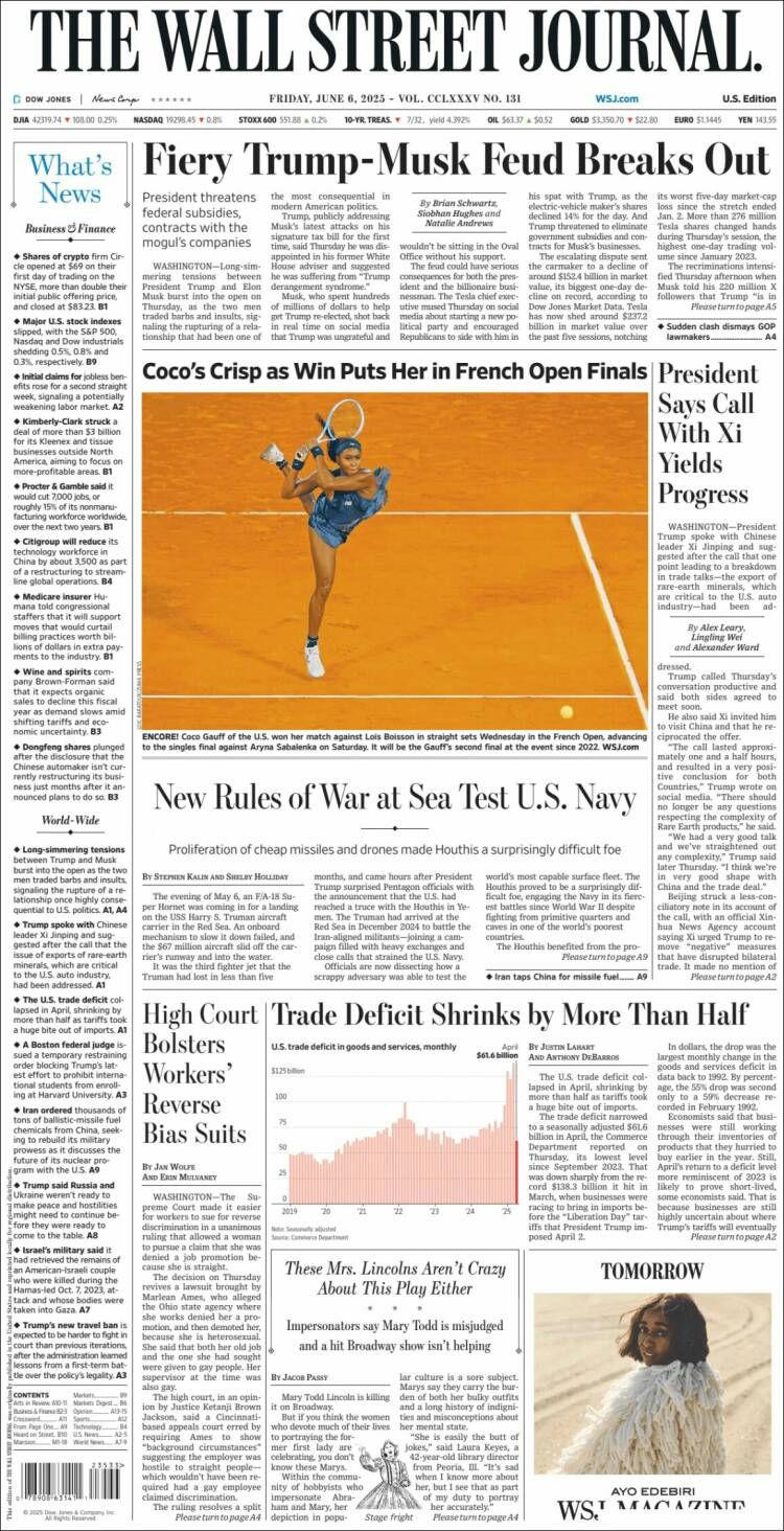 Newspaper headlines from around the world – Friday, 6 June 2025