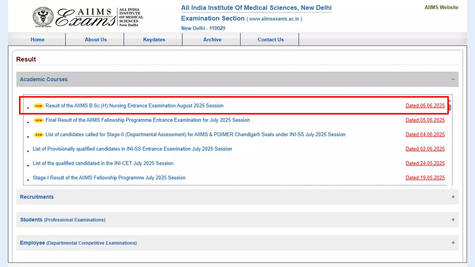 AIIMS BSc. Nursing result for August 2025 session declared at aiimsexams.ac.in: Check how to ...