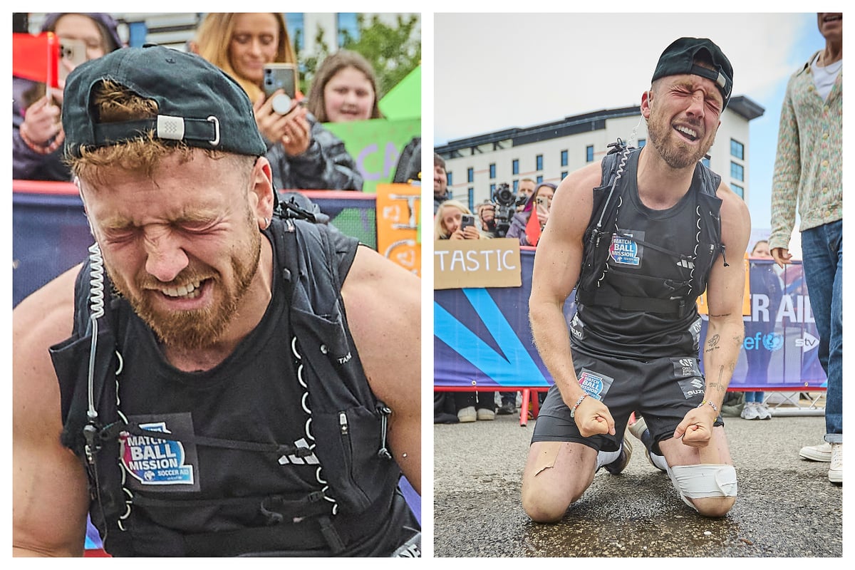 Moment Sam Thompson breaks down in tears after finishing gruelling ...