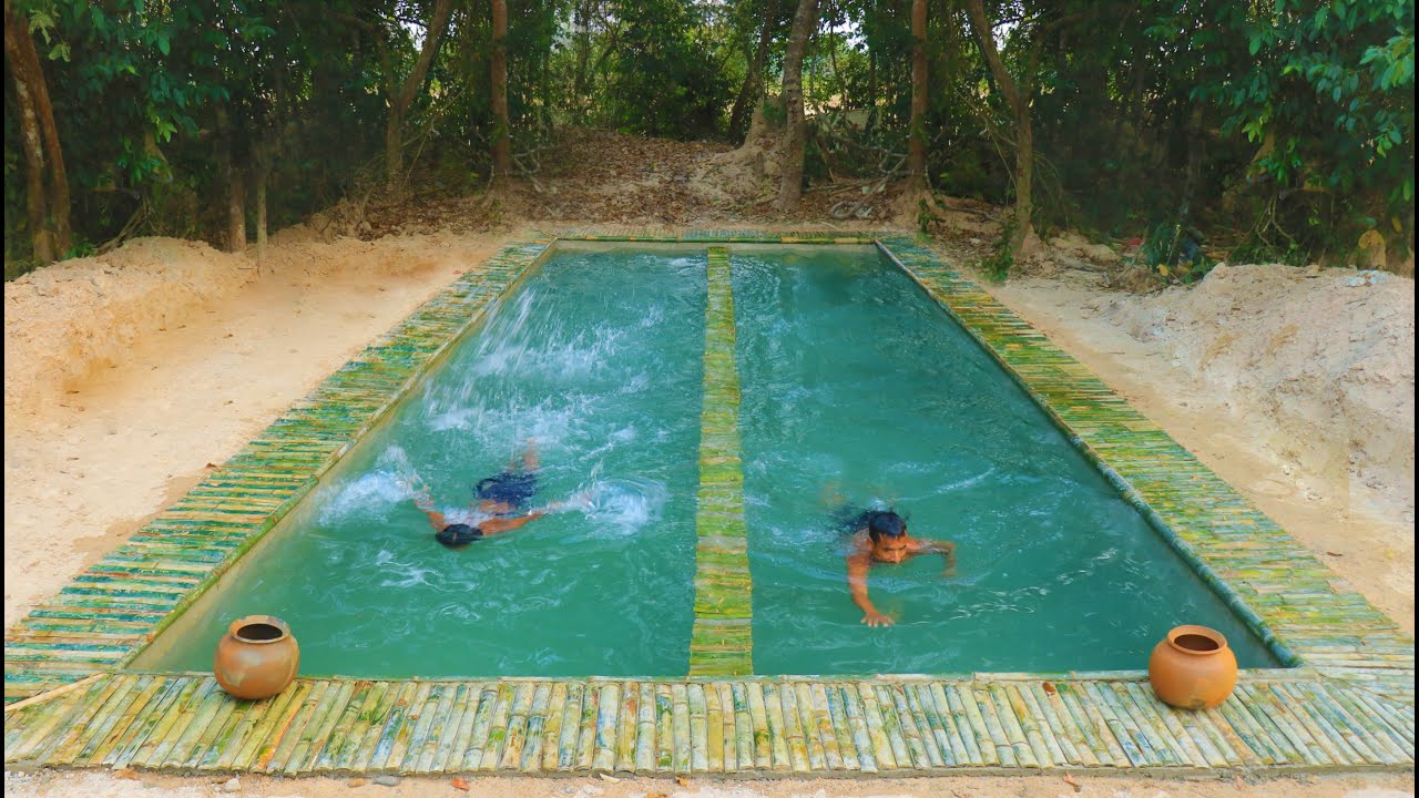 We Built a 10m Race Pool in the Wild Using Primitive Tools