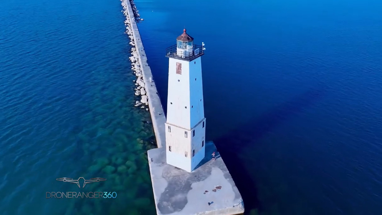Aerial views of Frankfort Lighthouse