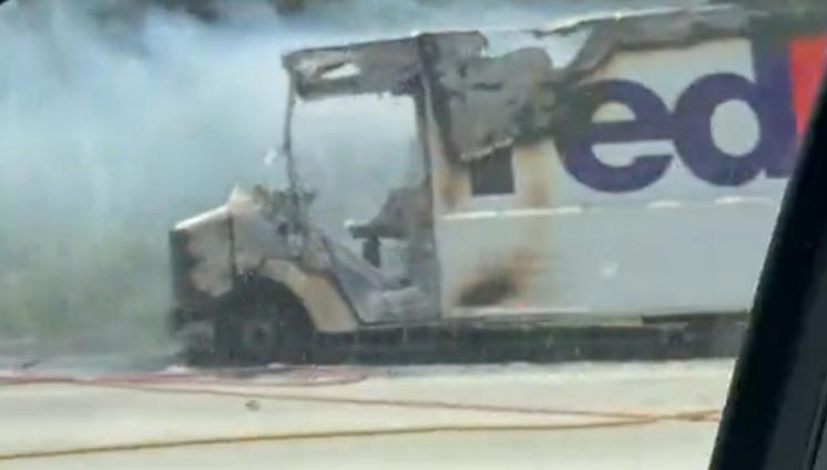 FedEx truck catches fire on eastbound I-580 in Dublin: video