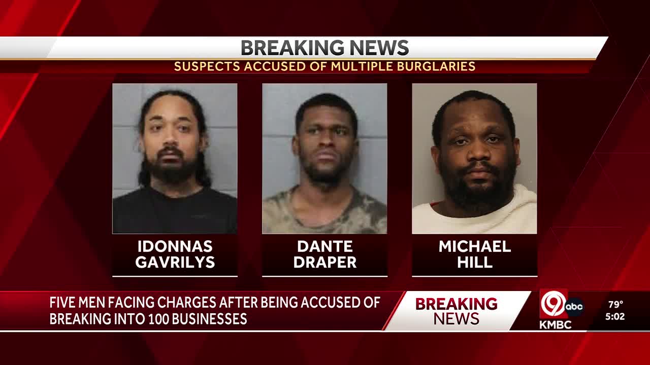 Five suspects charged in connection with alleged burglary ring