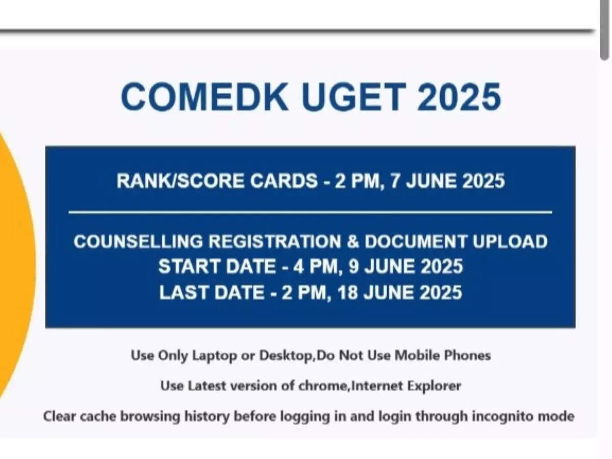 COMEDK UGET 2025 rank cards out today: Check how to download at comedk ...