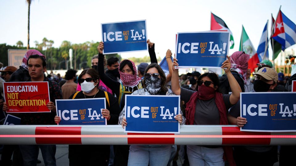 Who are the people protesting in Los Angeles?