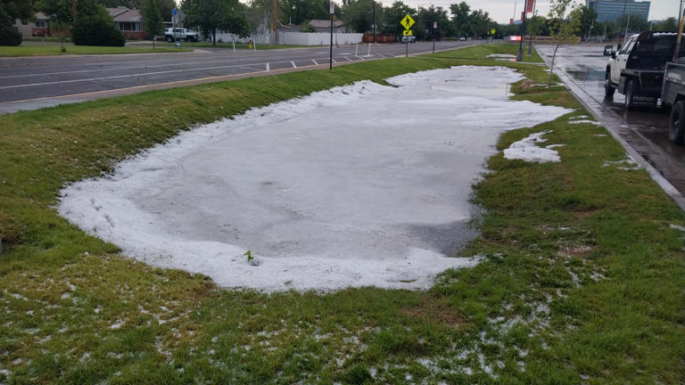 Local reporter Ariana Bos caught in hailstorm