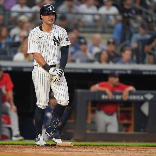 Yankees' Anthony Volpe stiff, sore after HBP but scans negative
