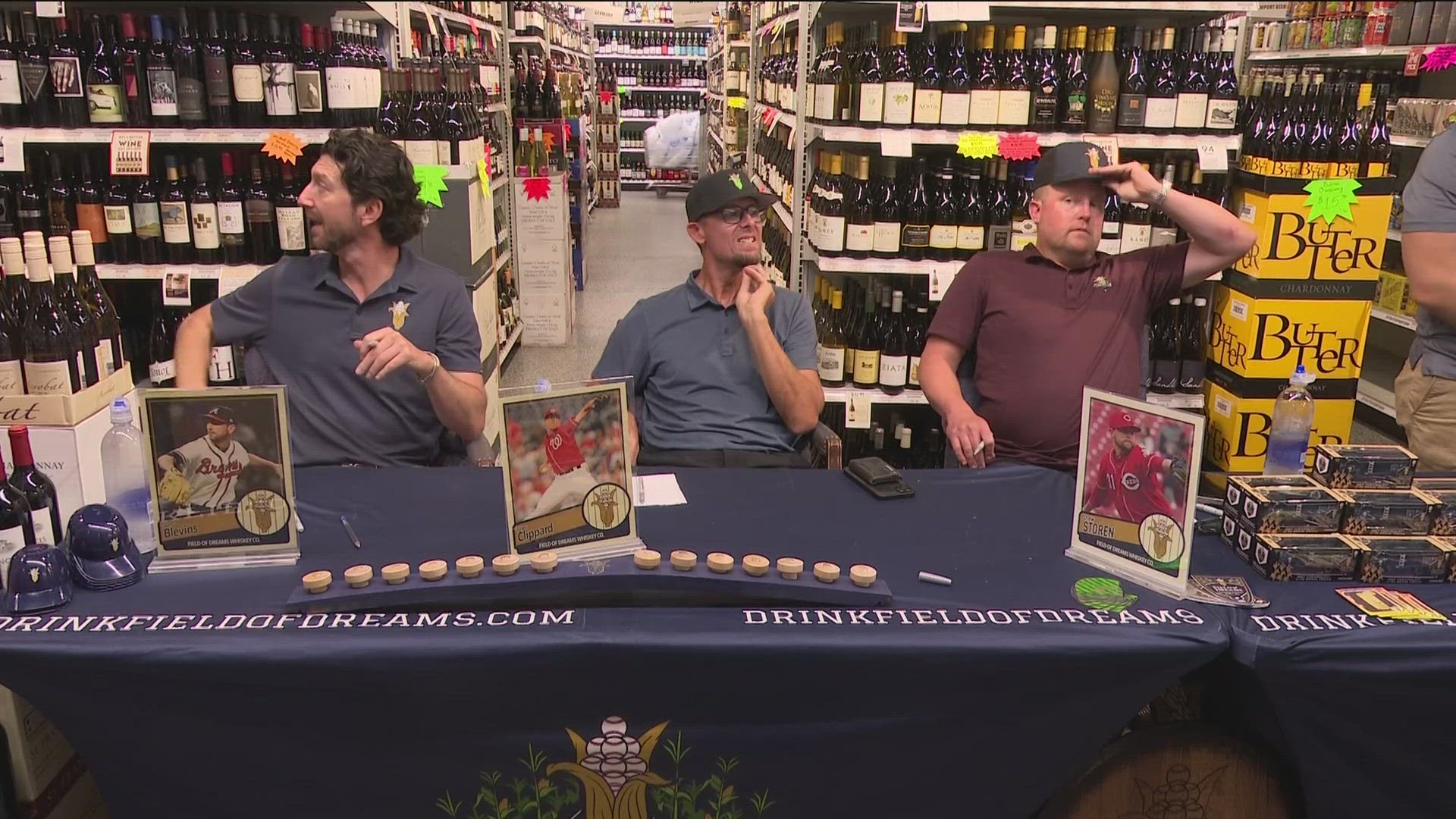 Former MLB players sign bourbon bottls at Joseph's Beverage Center