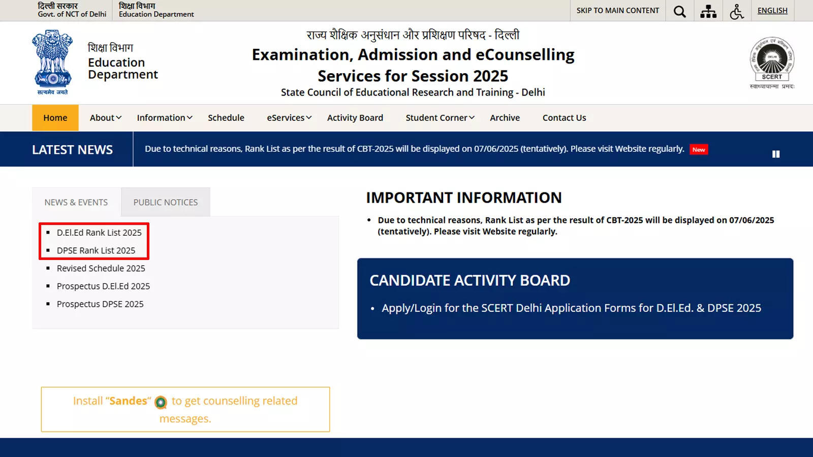 SCERT Delhi DElEd result and rank list for 2025 released at scertdelhi ...