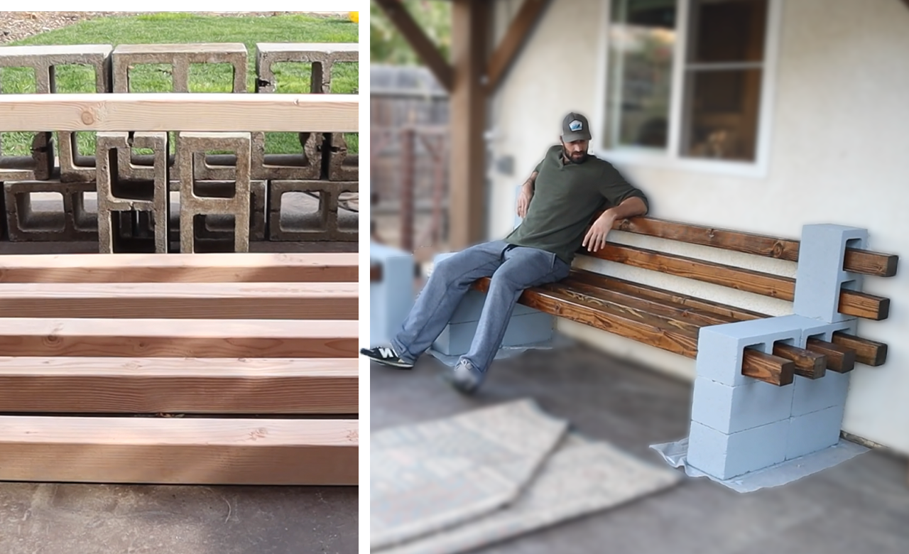 I made two trendy benches for my patio! 🌟