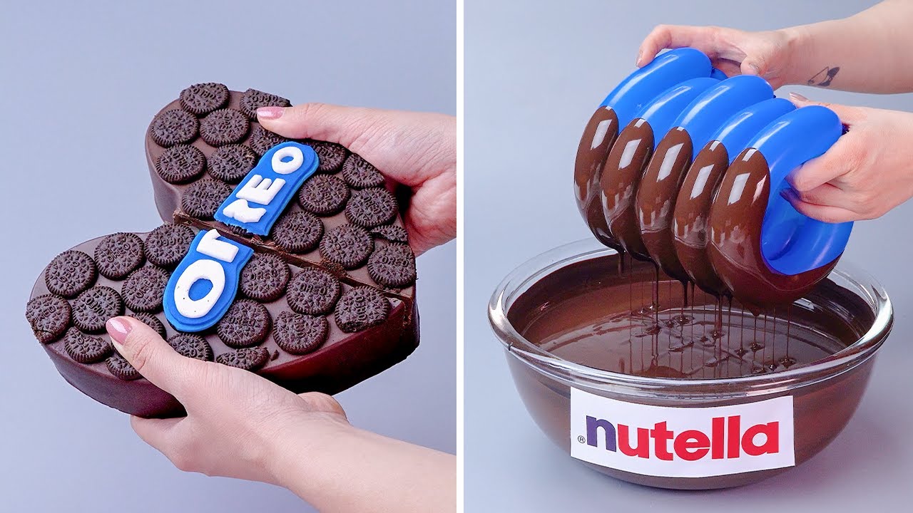 Kue Oreo Hati & Coklat Nutella Lumer | Tutorial Dessert Satisfying! 🍫💙