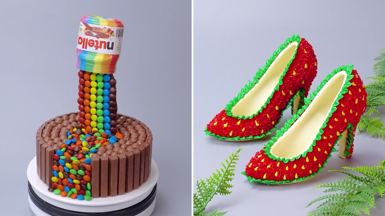 Rainbow Nutella Cake vs Strawberry Chocolate Heels – Sweet Fantasy ...