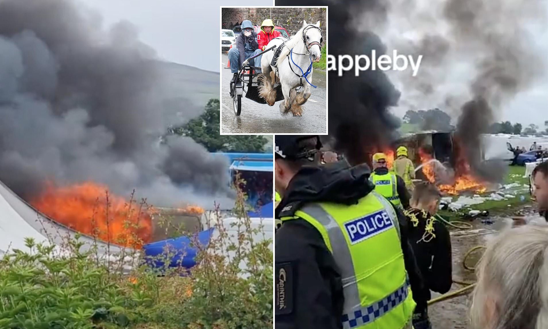 Fire breaks out at Appleby Horse Fair: Stall and tent are engulfed in ...