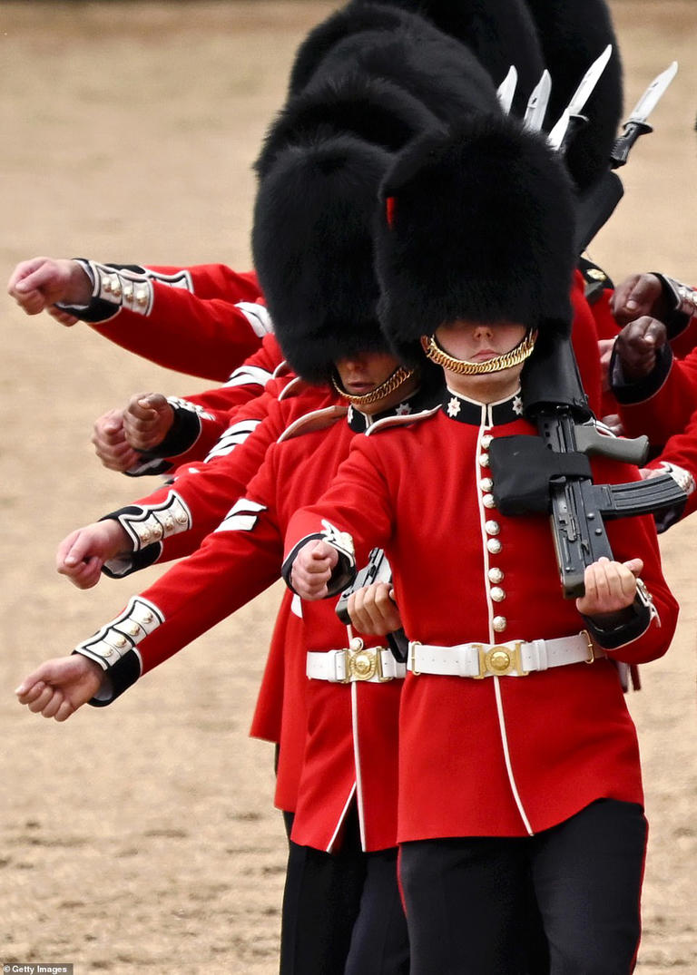 British soldiers don their finest uniforms for the Colonel's Review