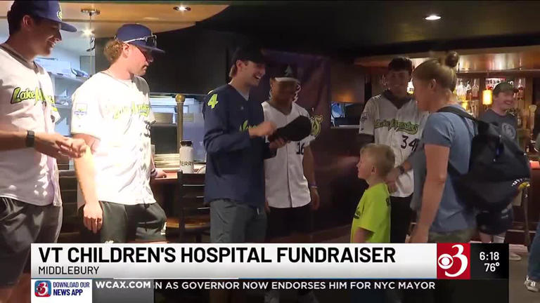 Champ and Vermont Lake Monster players greet fans for team’s annual UVM Children’s Hospital ...