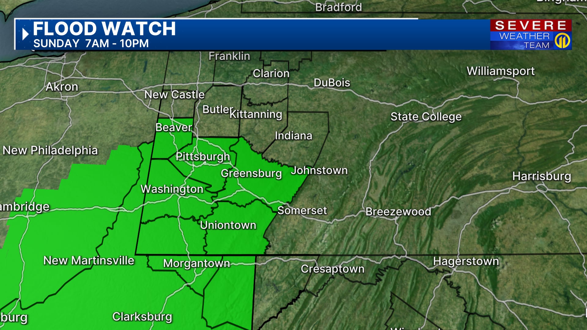 Localized flooding possible when heavy rain returns by midday Sunday