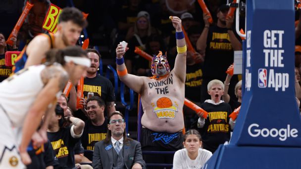 The imposing NBA Finals free throw presence of OKC superfan Thundor
