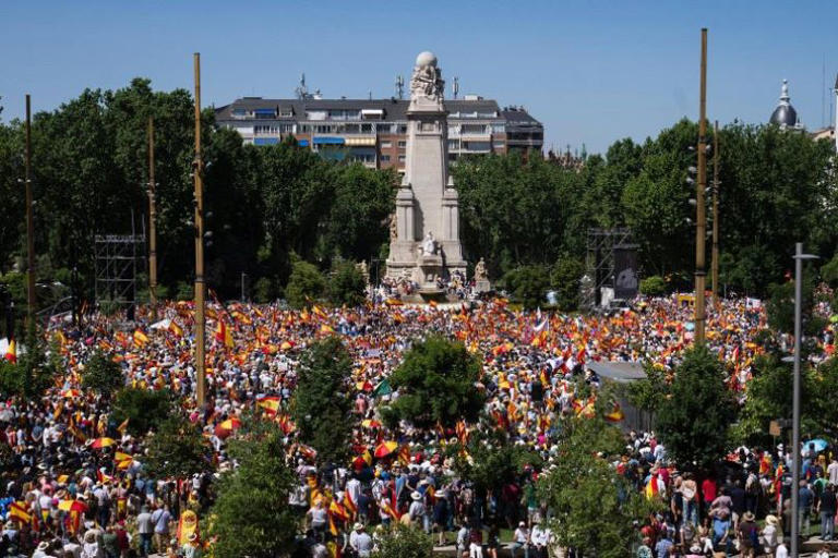 Mass opposition demonstration in Madrid: Feijóo demands fresh elections